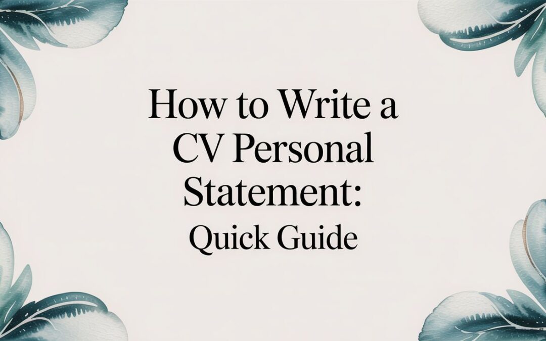 How To Write An Amazing Cv Personal Statement: Quick Guide